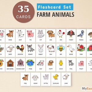Printable Farm Animal Flashcards: Montessori Learning (PDF) - Etsy