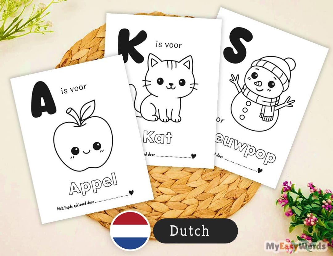 Dutch Alphabet Coloring Book, Printable ABC Activity Pages A–Z for ...