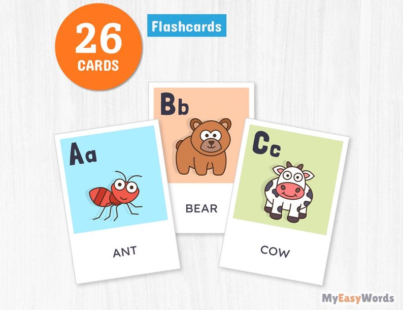 Printable Animal Alphabet Flashcards & Coloring Pages, Fun Matching ...