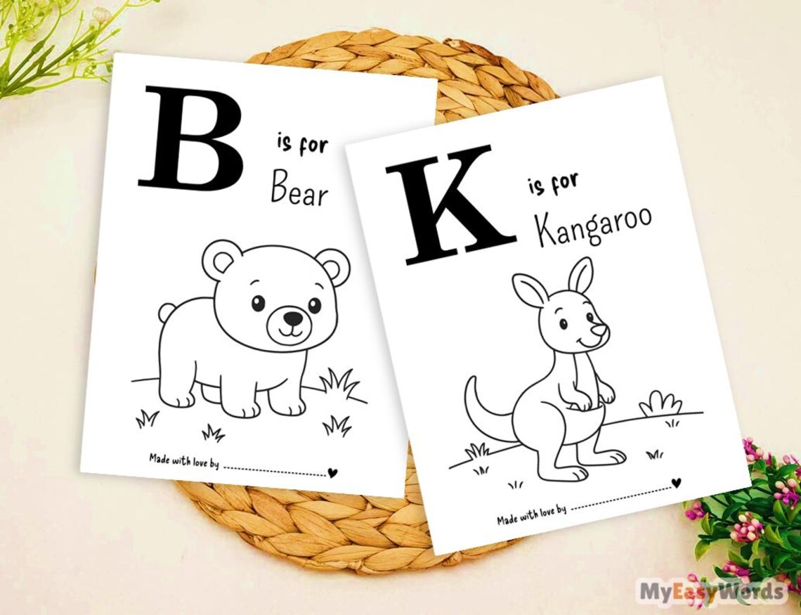 Animal Alphabet Coloring Book: English ABC Printable (PDF Download, 8 ...