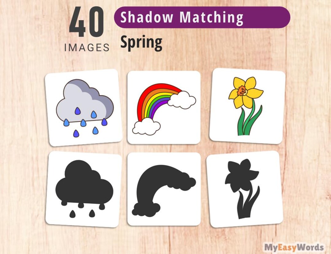 Spring Shadow Matching Cards, Spring Matching Game, Spring Preschool ...