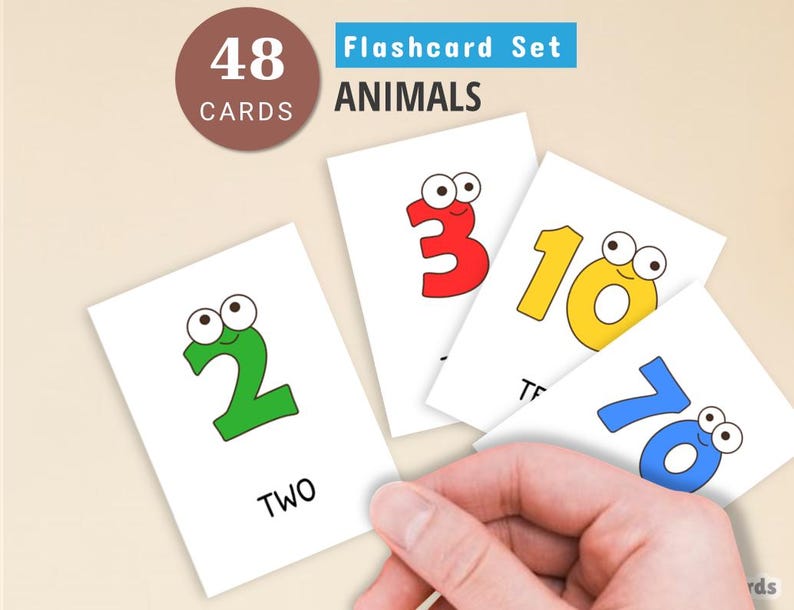 Number Flash Cards 1-100: Montessori Counting Cards (digital Download ...
