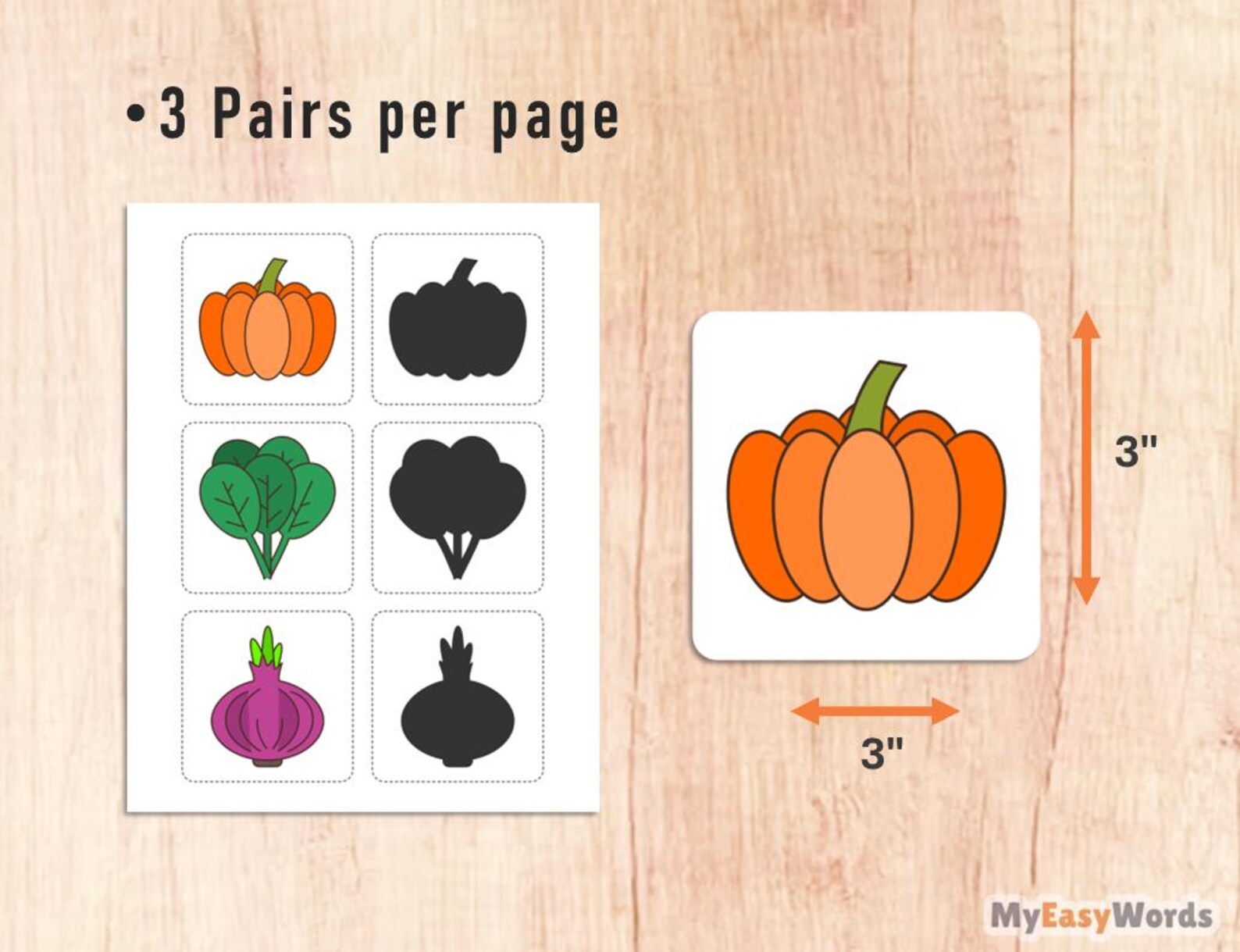Fruit and Vegetable Shadow Matching Cards, Printable Fruit Veggie ...