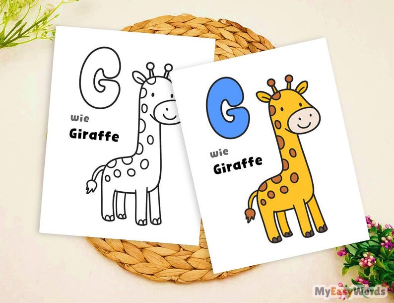 German Animal Alphabet Coloring Book, Printable Safari ABC Activity ...