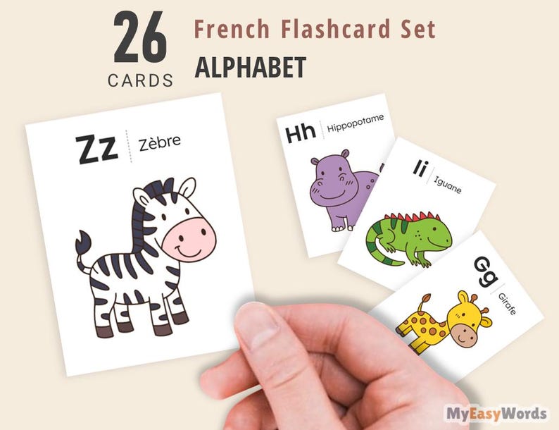 Cartes Alphabet Des Animaux En Français – ABC Flashcards A-Z | Enfants ...