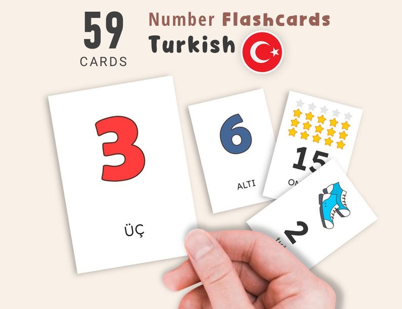 Printable Turkish Numbers Flashcards, 1-10 1-20 1-100 Printable ...