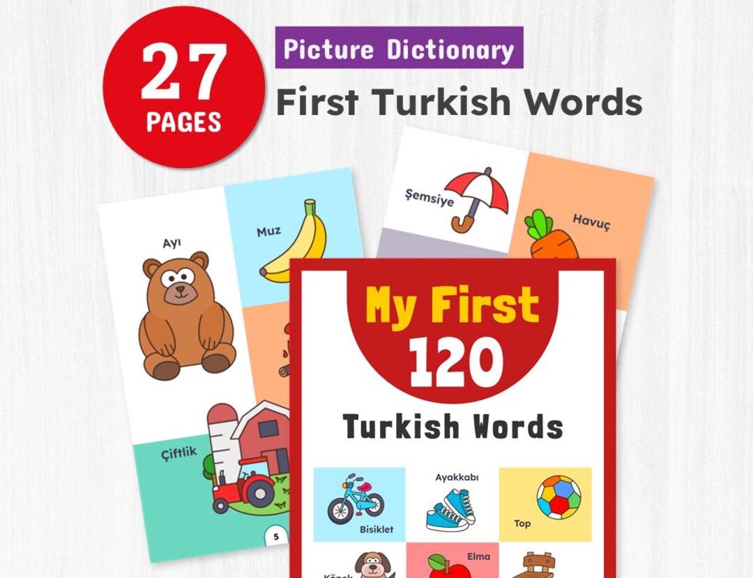 Turkish Picture Dictionary for Kids, First Turkish Words, Printable ...