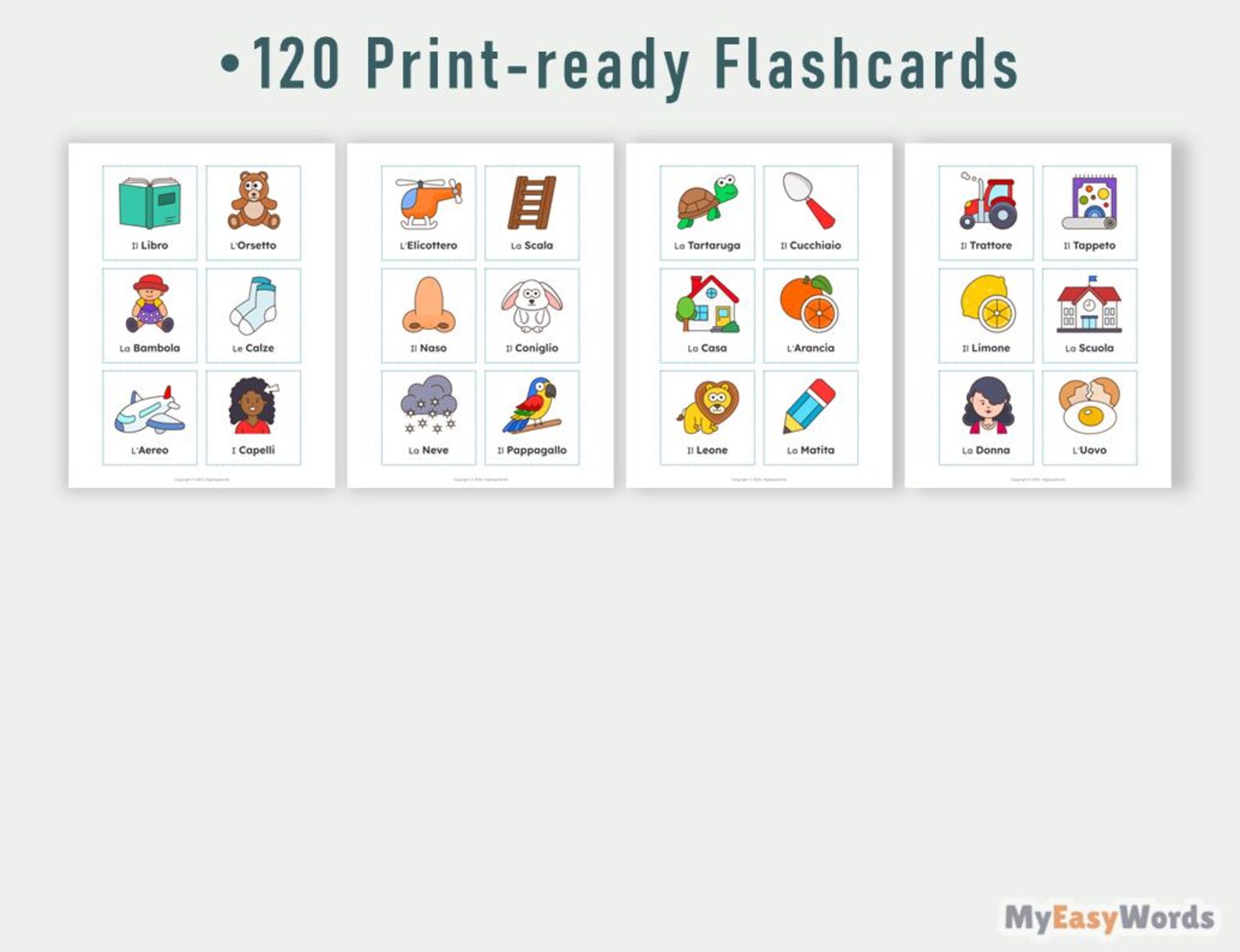 Printable First Italian Words Flashcards , Baby and Toddlers First ...