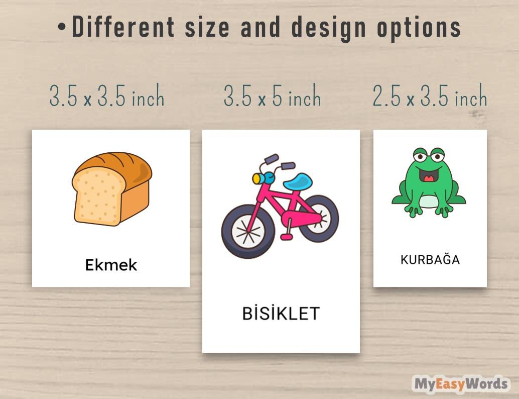 Turkish Flashcards for Kids: 120 First Words, Visual Learning (digital ...