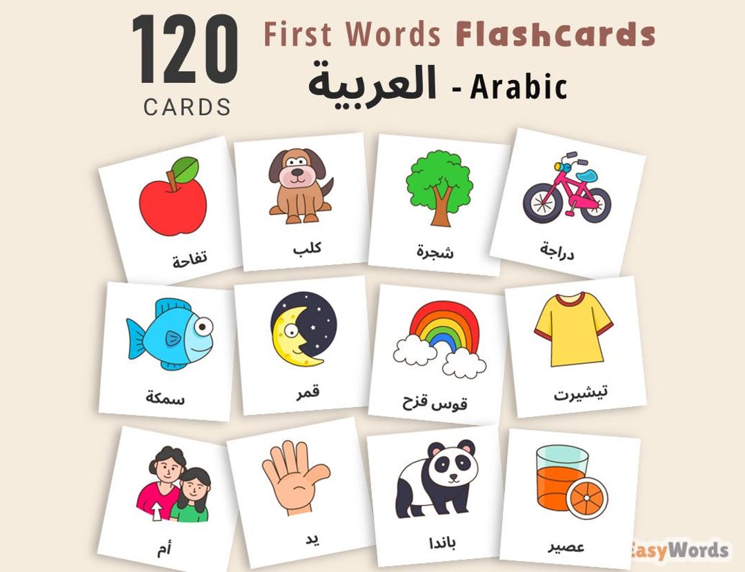 Arabic Flashcards for Kids, First Words, Visual Learning Cards PDF - Etsy