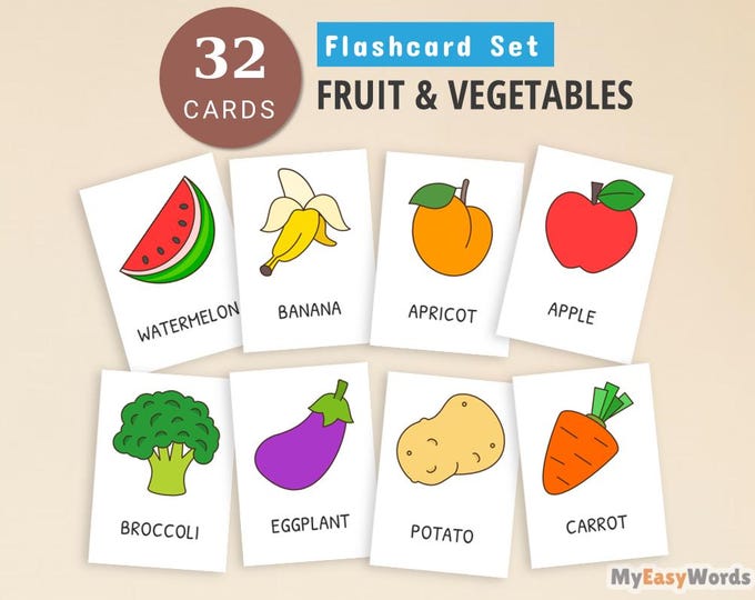 FRUITS & VEGETABLES FLASHCARDS | Preschool Flash Cards | Real Pictures ...