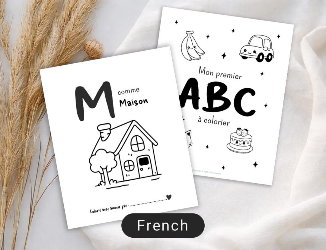 French Alphabet Coloring Book, Printable ABC Activity Pages A–Z for ...