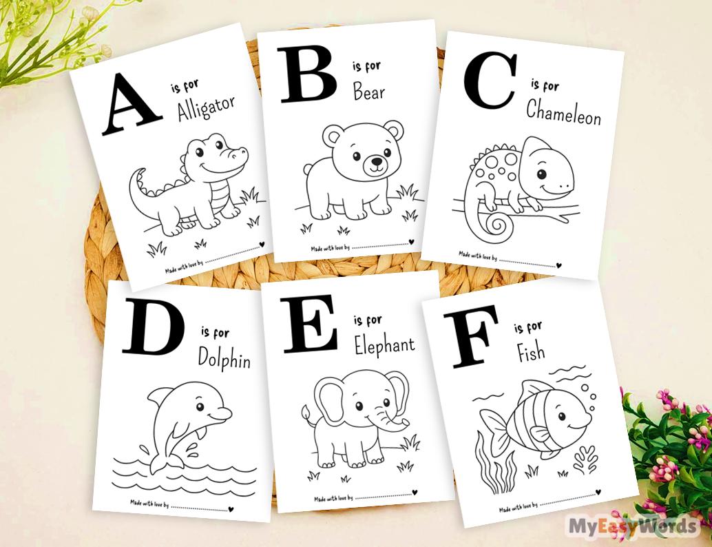 Animal Alphabet Coloring Book: English ABC Printable (PDF Download, 8 ...