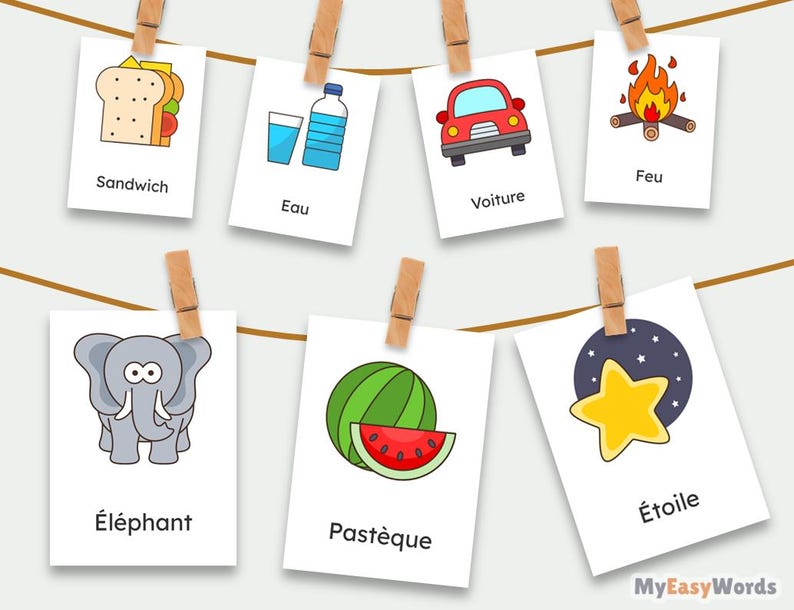 Printable French First Words Flashcards , Baby and Toddlers First ...