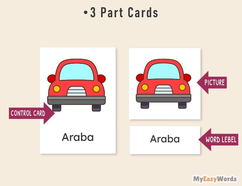 Turkish Flashcards for Kids, Visual Language Learning Cards, Learning ...