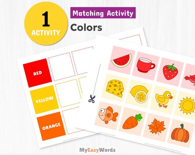 Color Sorting Activity Printable/ Colour Matching for Toddlers ...