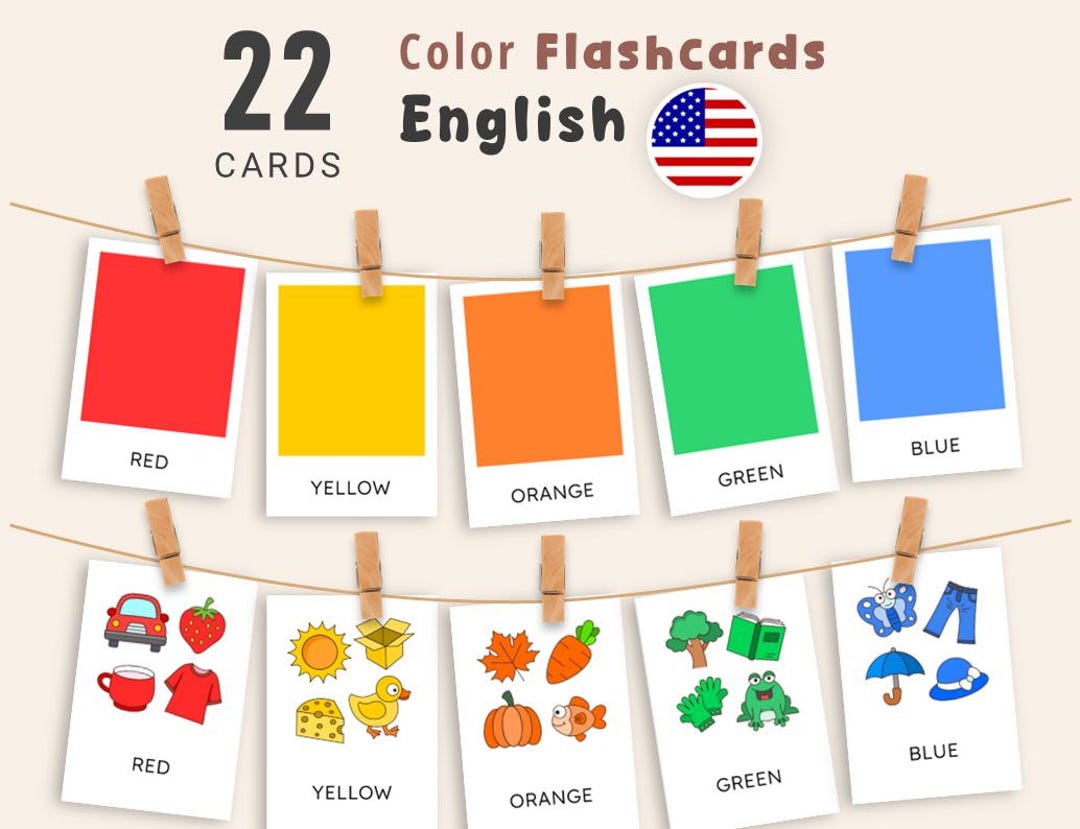 22 Printable Color Flashcards, 11 Basic Colors, Educational Rainbow ...