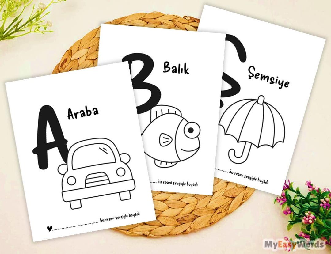 Turkish Alphabet Coloring Book: ABC Learning Activity (printable PDF ...