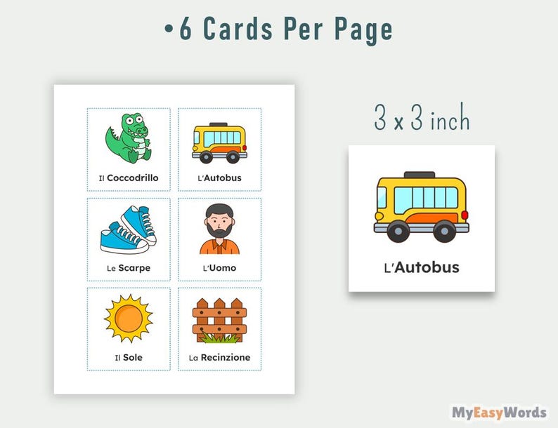 Printable First Italian Words Flashcards , Baby and Toddlers First ...