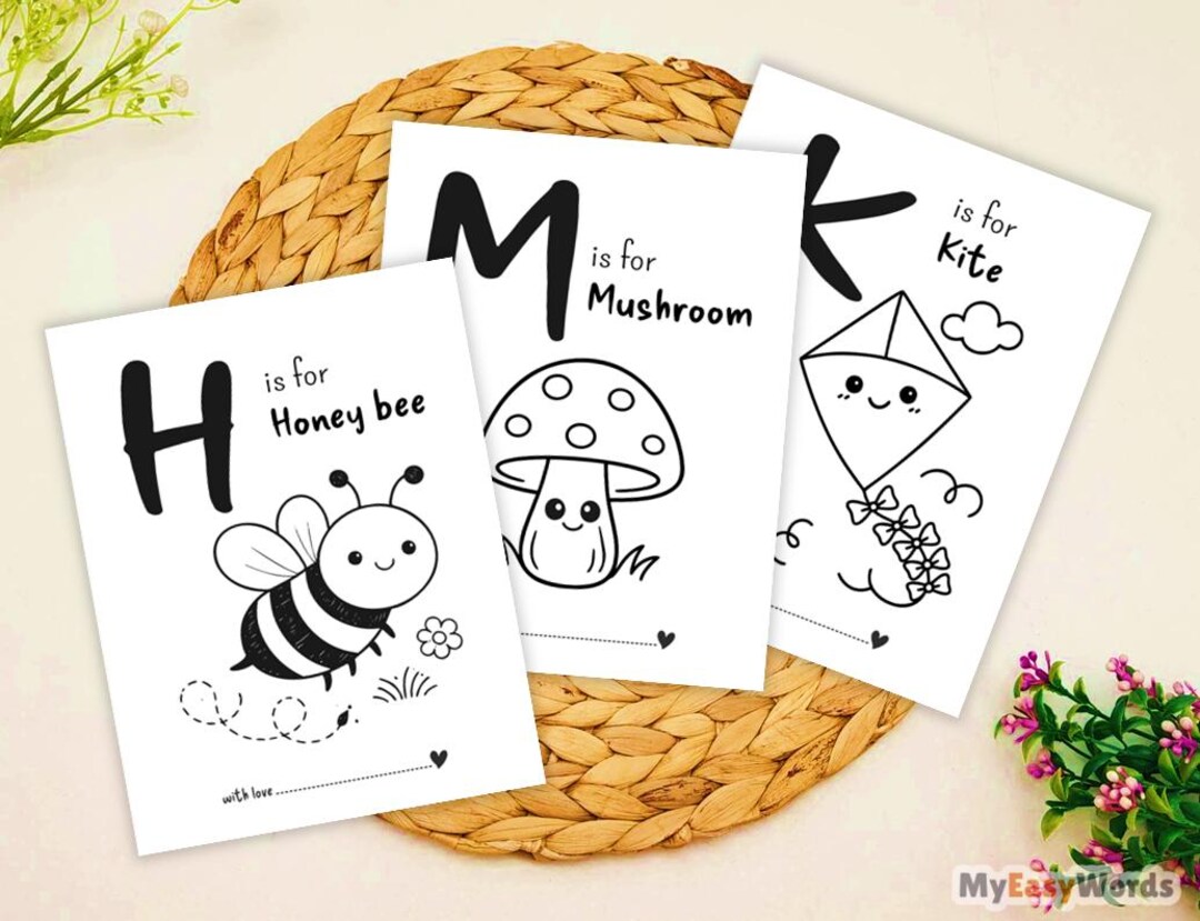 Spring Alphabet Coloring Book, Printable ABC Coloring Pages, Preschool ...
