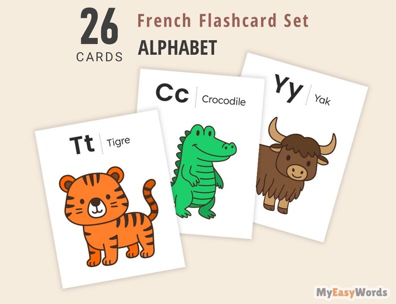 Cartes Alphabet Des Animaux En Français – ABC Flashcards A-Z | Enfants ...