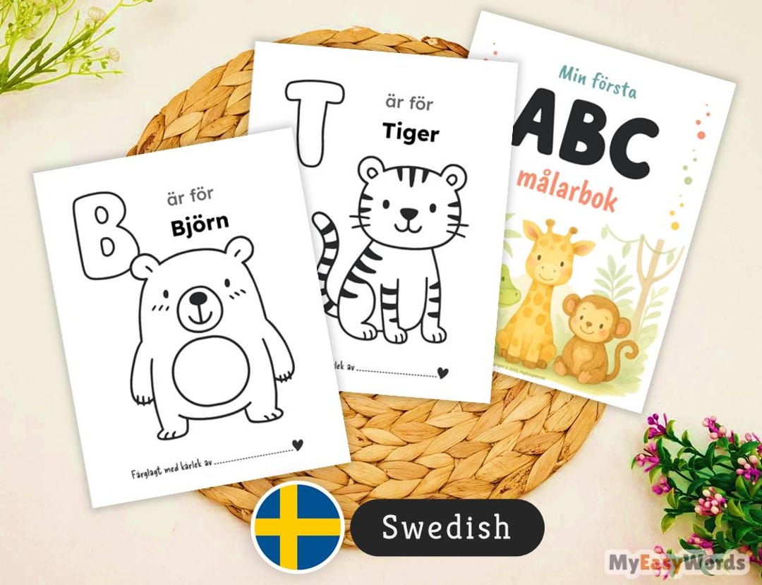 Swedish Animal Alphabet Coloring Book, Printable Safari ABC Activity ...