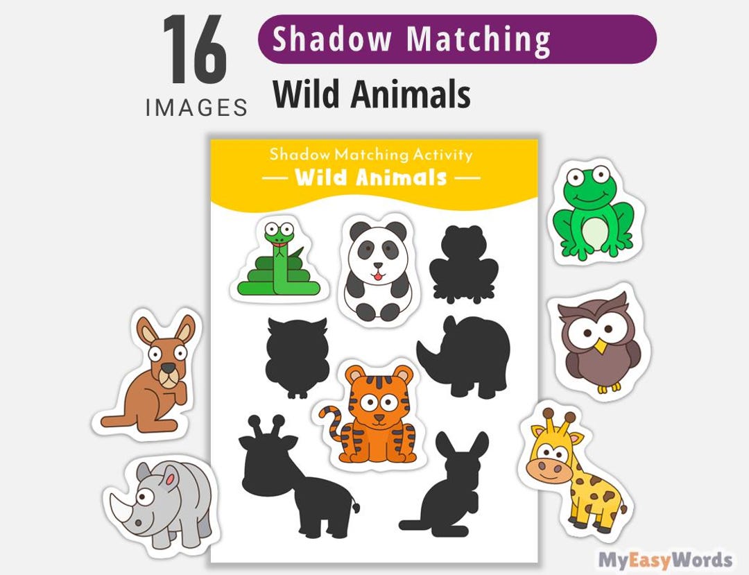 Animal Shadow Matching Game, Toddlers Shadow Matching Activity ...