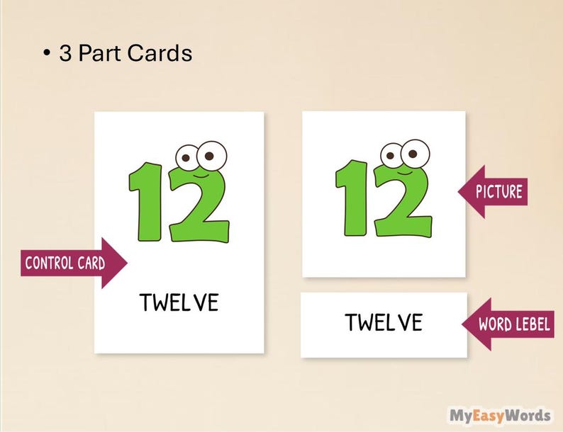 Number Flash Cards 1-100: Montessori Counting Cards (digital Download ...