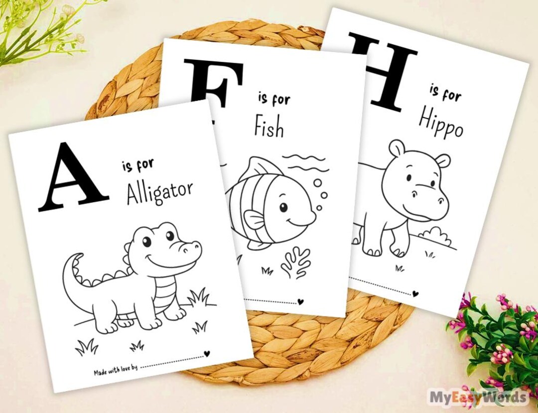 Animal Alphabet Coloring Book: English ABC Printable (PDF Download, 8 ...
