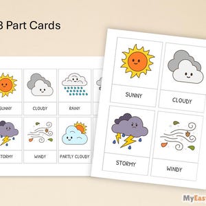 28 Weather Cards, Season Flashcards, Montessori Flashcards, Pre-school ...