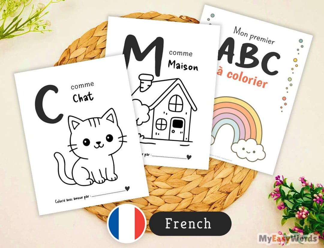 French Alphabet Coloring Book, Printable ABC Activity Pages A–Z for ...