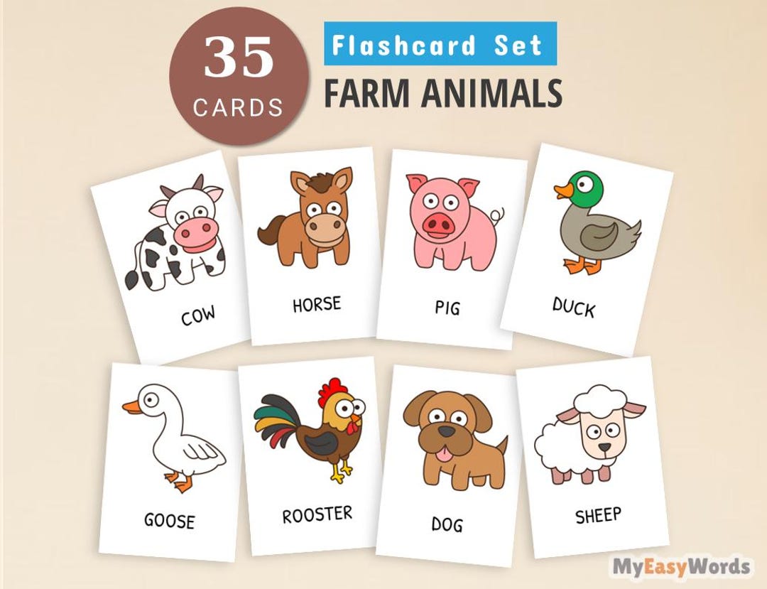 Printable Farm Animal Flashcards: Montessori Learning (PDF) - Etsy