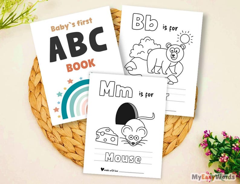Animal Alphabet Coloring Book, Baby Shower Game or Activity, Baby's ...