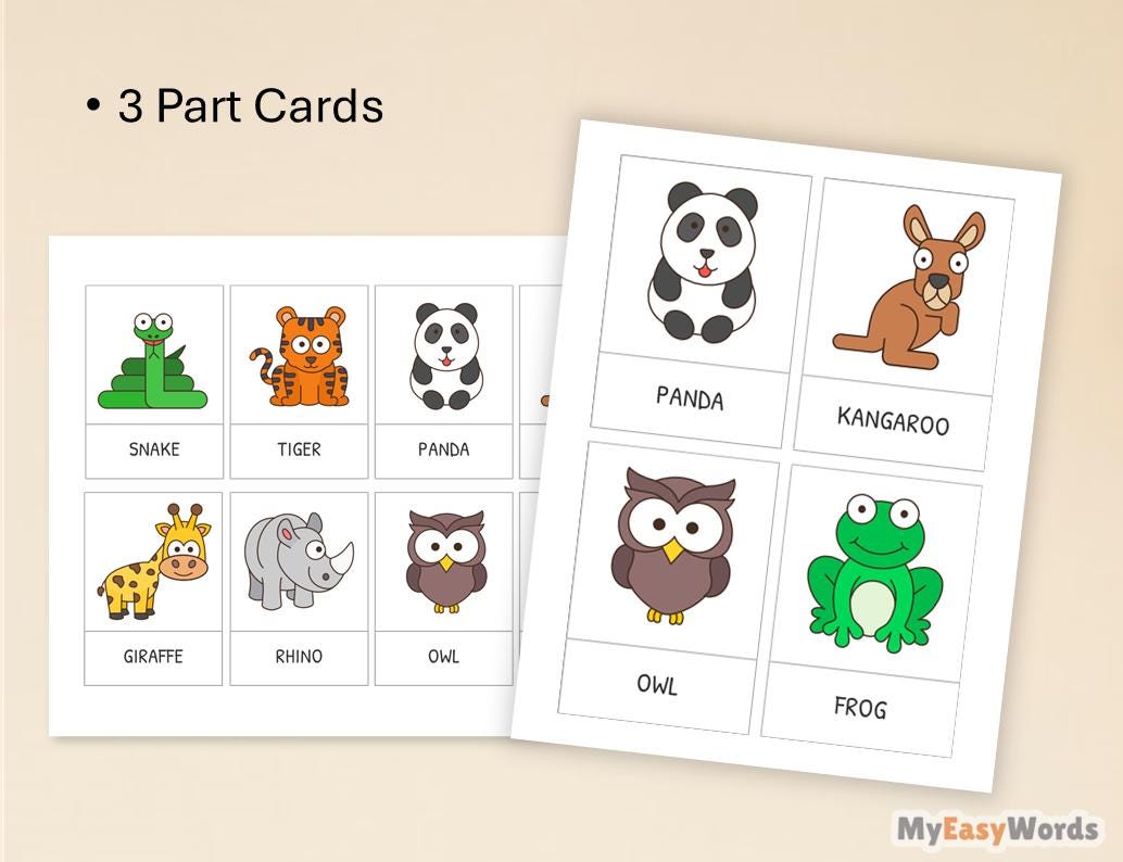 Printable Animal Flashcards: Preschool Learning Activity (PDF) - Etsy