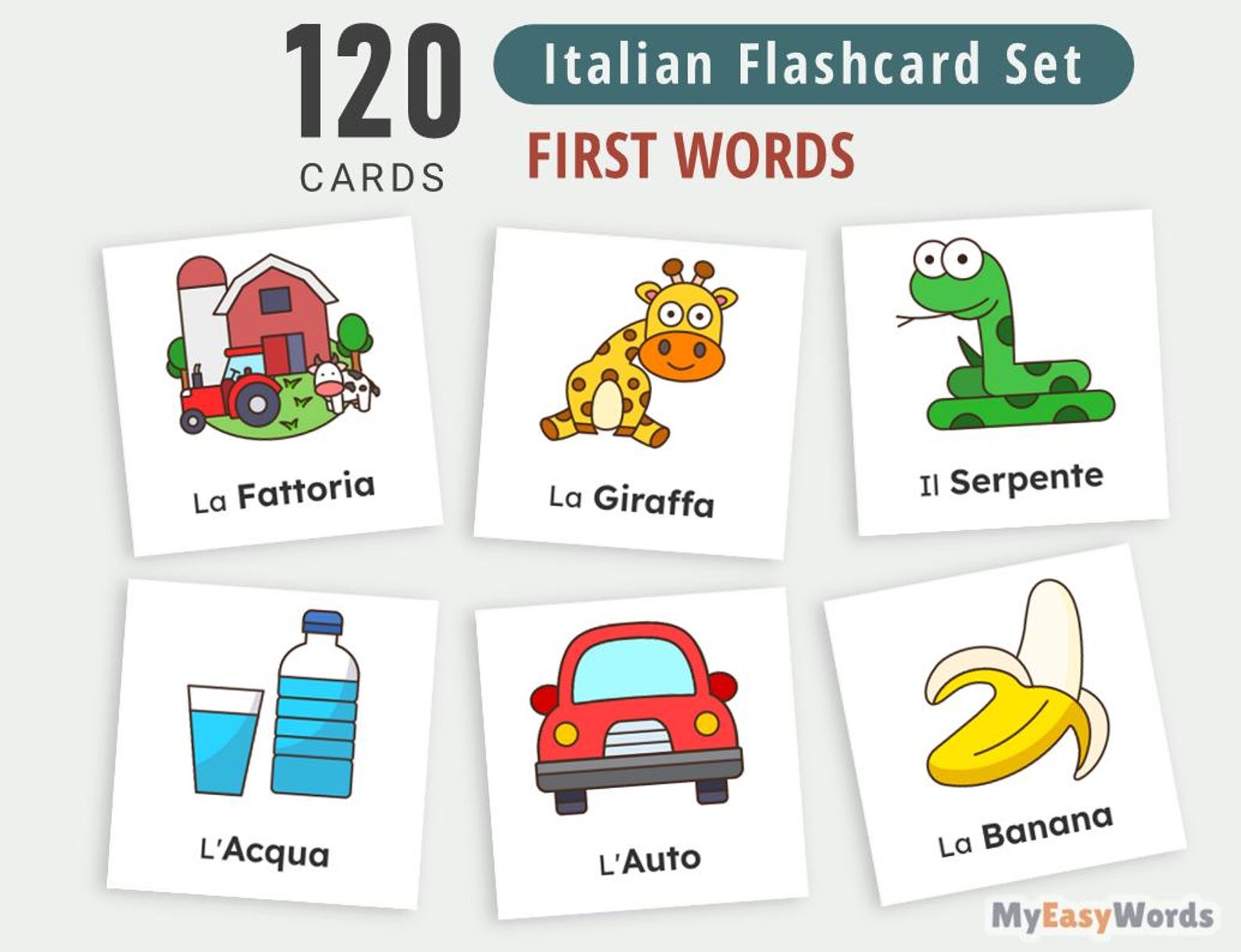 Printable First Italian Words Flashcards , Baby and Toddlers First ...
