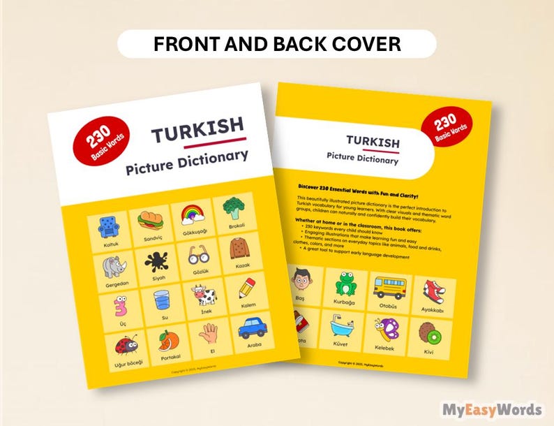 Printable Turkish Picture Dictionary: First Words for Kids (PDF ...