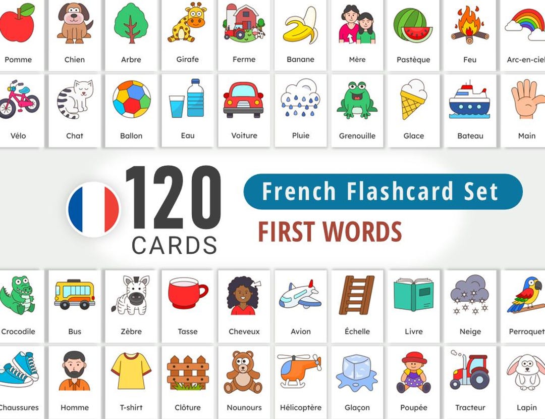 Printable French First Words Flashcards , Baby and Toddlers First ...