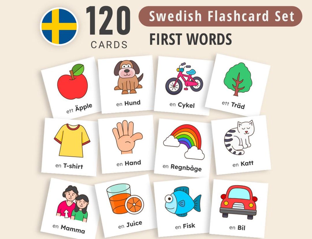 Swedish First Words Flashcards: Printable Language Learning for Kids ...