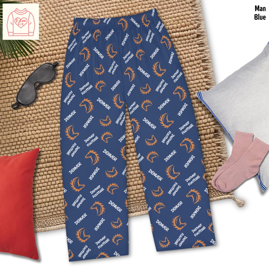 Denver Football Pajama Pants - Bronco Couple Pajamas, Loungewear Gift ...