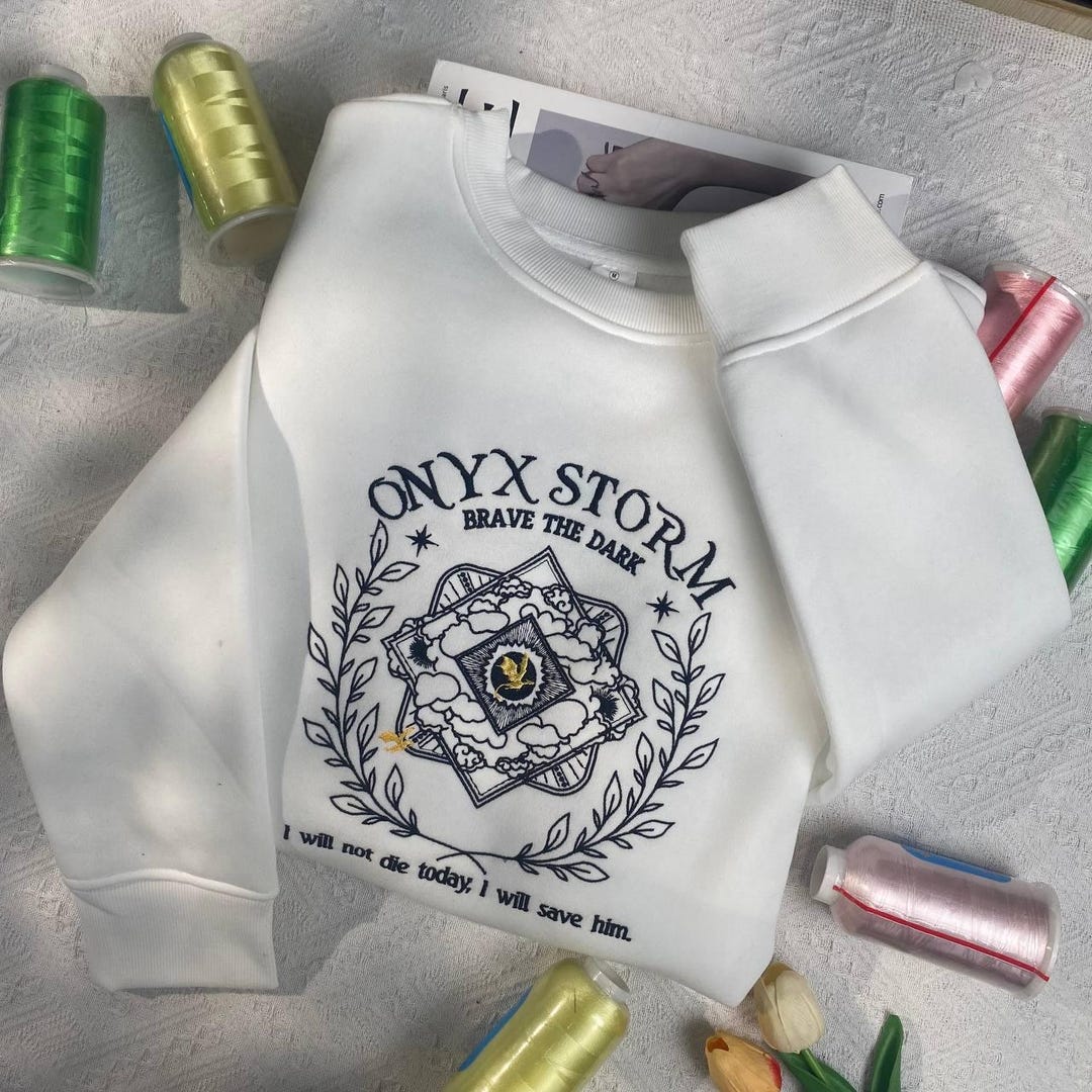 Onyx Storm Embroidered Sweatshirt, Basgiath War College Hoodie, Fourth ...