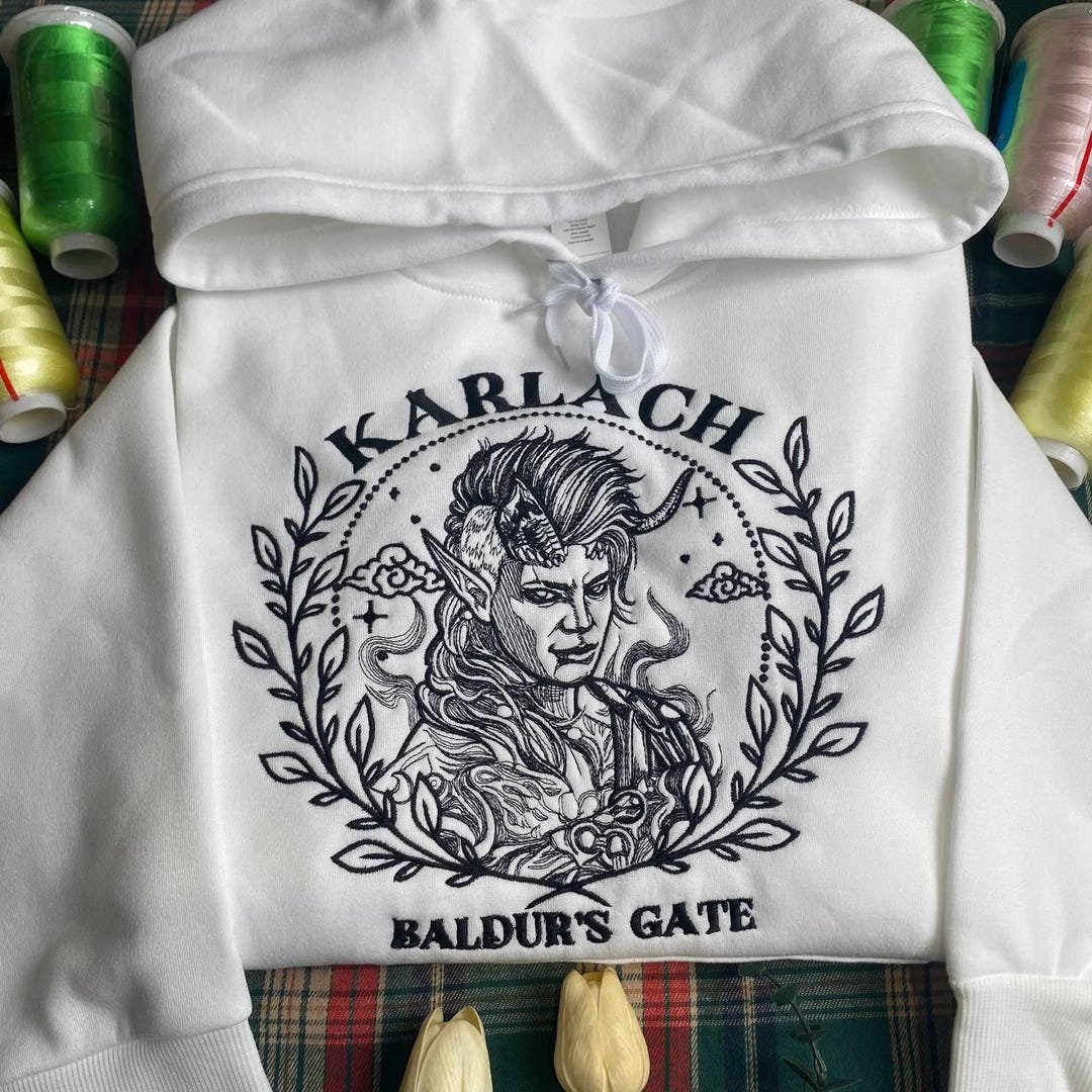 Karlach Embroidered Hoodie, Baldur's Gate Sweatshirt, Karlach Portrait ...