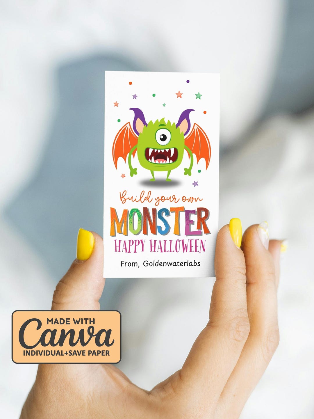 Halloween Build Your Own Monster Gift Tag Printable Halloween Party ...