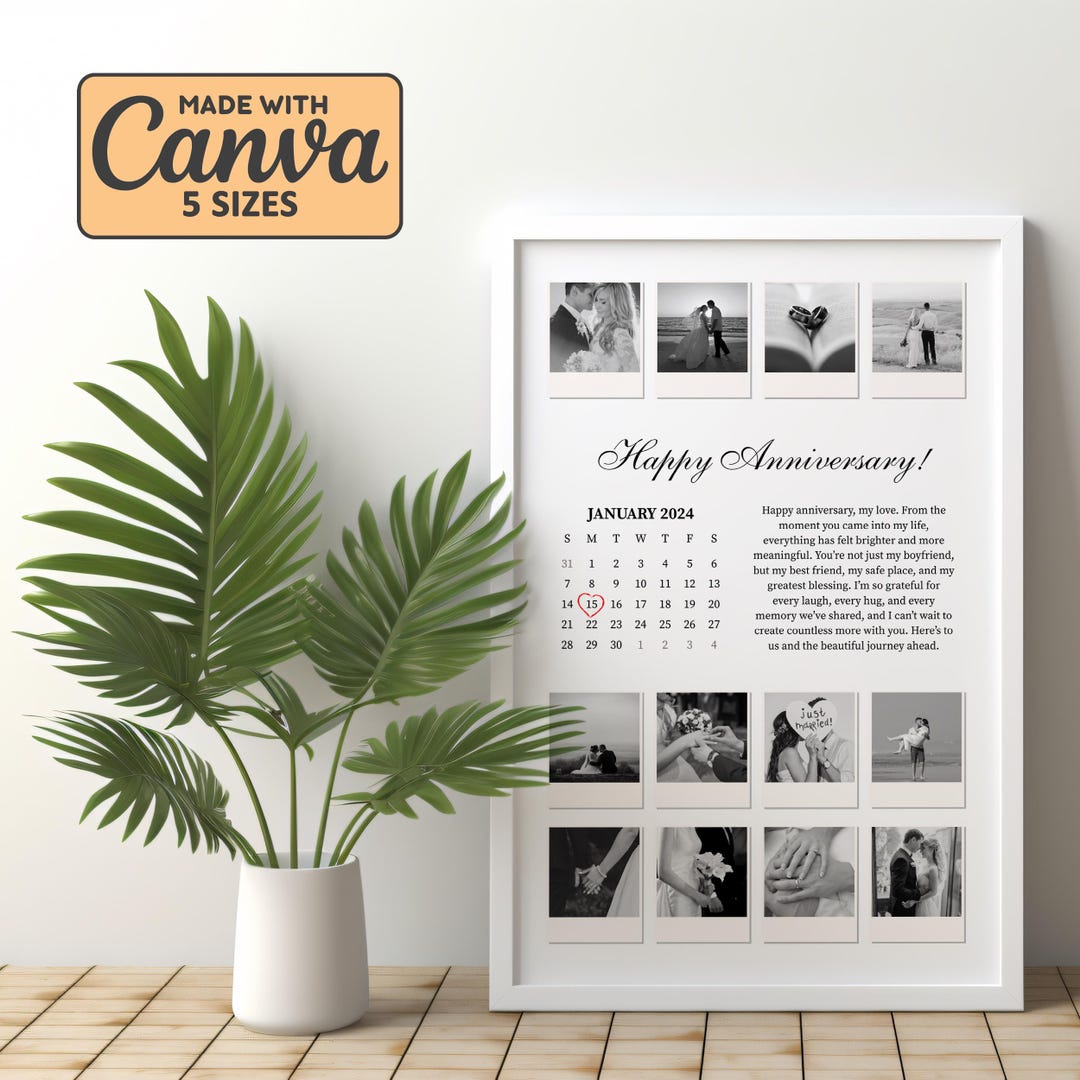 Custom Polaroid Photo Collage Template, First Wedding Anniversary Gift ...