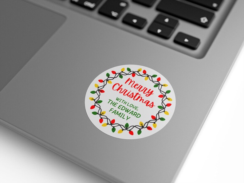 Editable Christmas Gift Tags | Circle Lights Holiday Labels ...