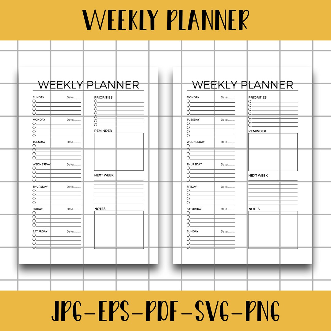 Weekly Hourly Planner EDITABLE Weekly Schedule Pdf, Daily Planner PNG ...