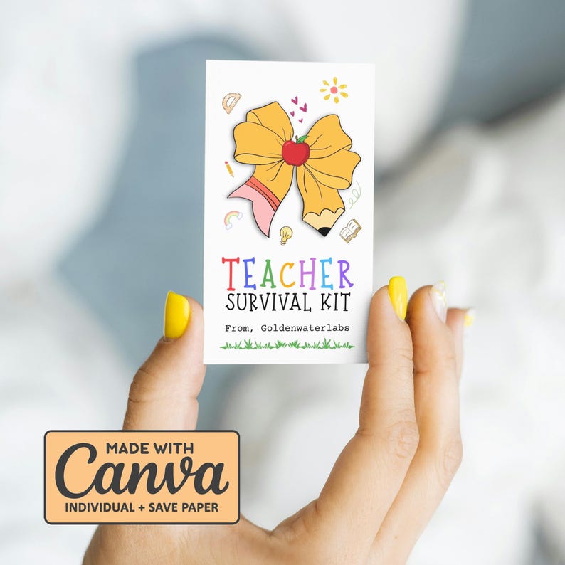 EDITABLE Teacher Survival Kit, First Day of School Gift Tag, Back to ...