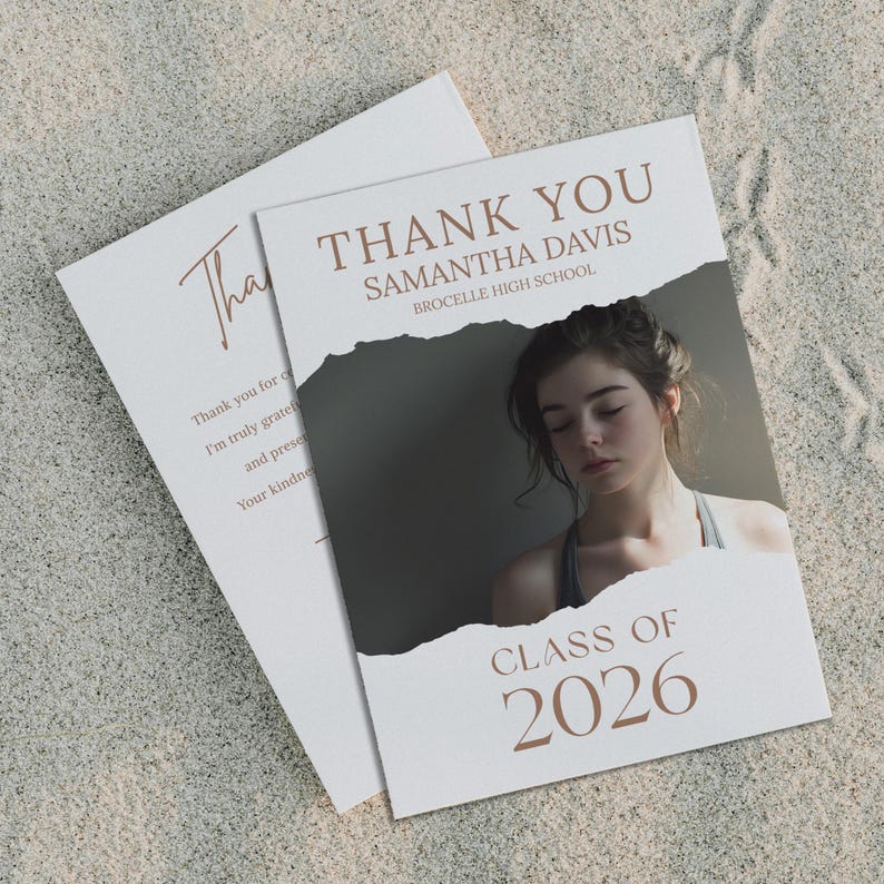 Editable Graduation Thank You Card Canva Template, 5x7 Graduation Photo ...