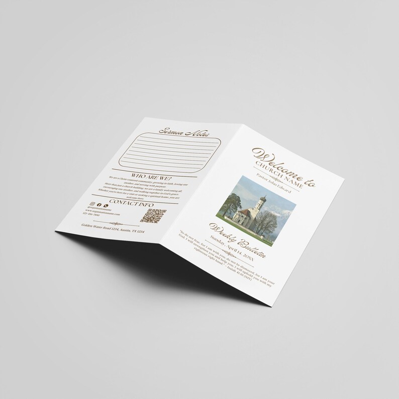 Editable Church Bulletin Template, Modern Canva Bifold Program for ...