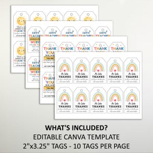 Editable Teacher Appreciation Week Gift Tags Thank You Teacher Gift Tag ...