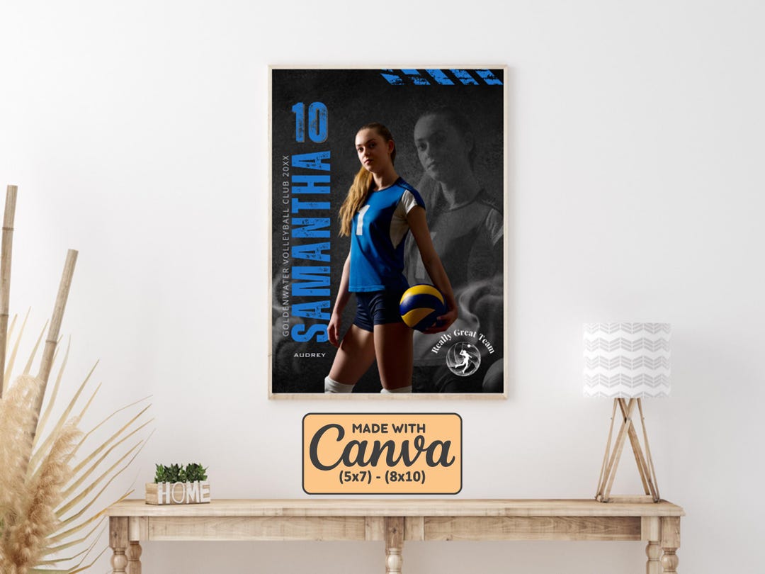 Volleyball Senior Night Poster Template, Canva Sports Banner (digital ...